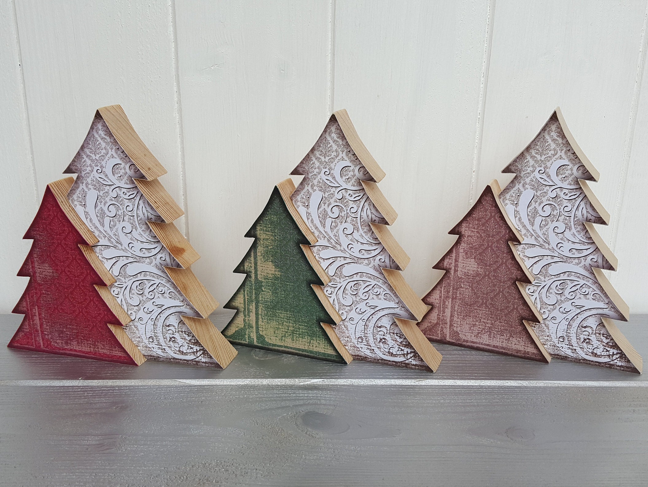 Wooden Christmas Trees Decoration Freestanding Interlinked - Etsy UK