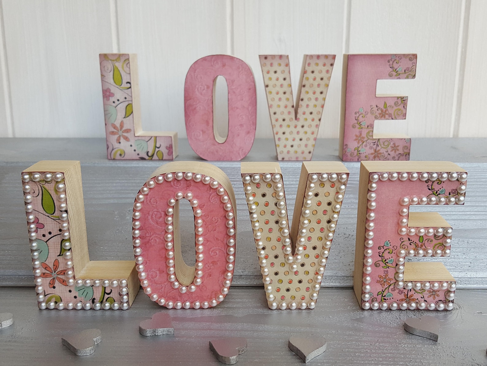 Small Wood Decoupage Letters, Standing Wood Block LOVE Sign ...