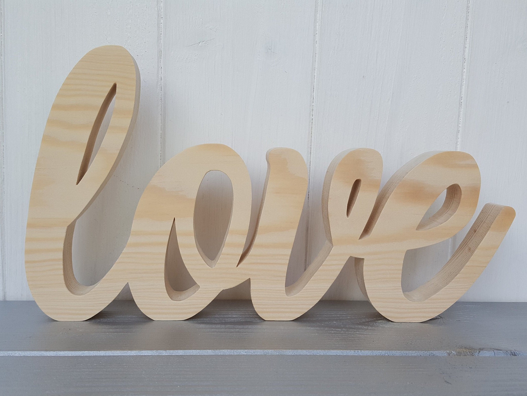 Pine Wood Love Sign Handcrafted Freestanding Love Swirly - Etsy
