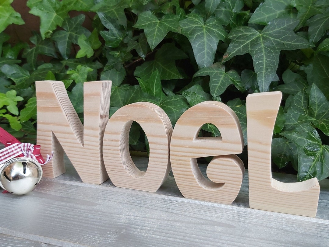 Pine Wood Block Noel Letters, Decorative Christmas Noel Sign ...