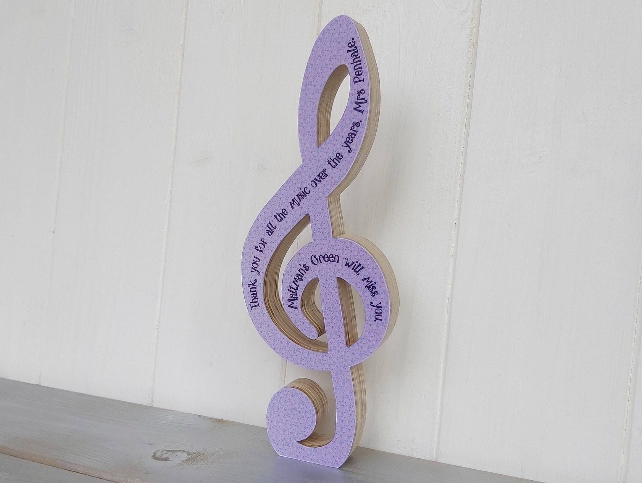 Wooden Decoupage Treble Clef, Music Teacher Gift, Personalised ...