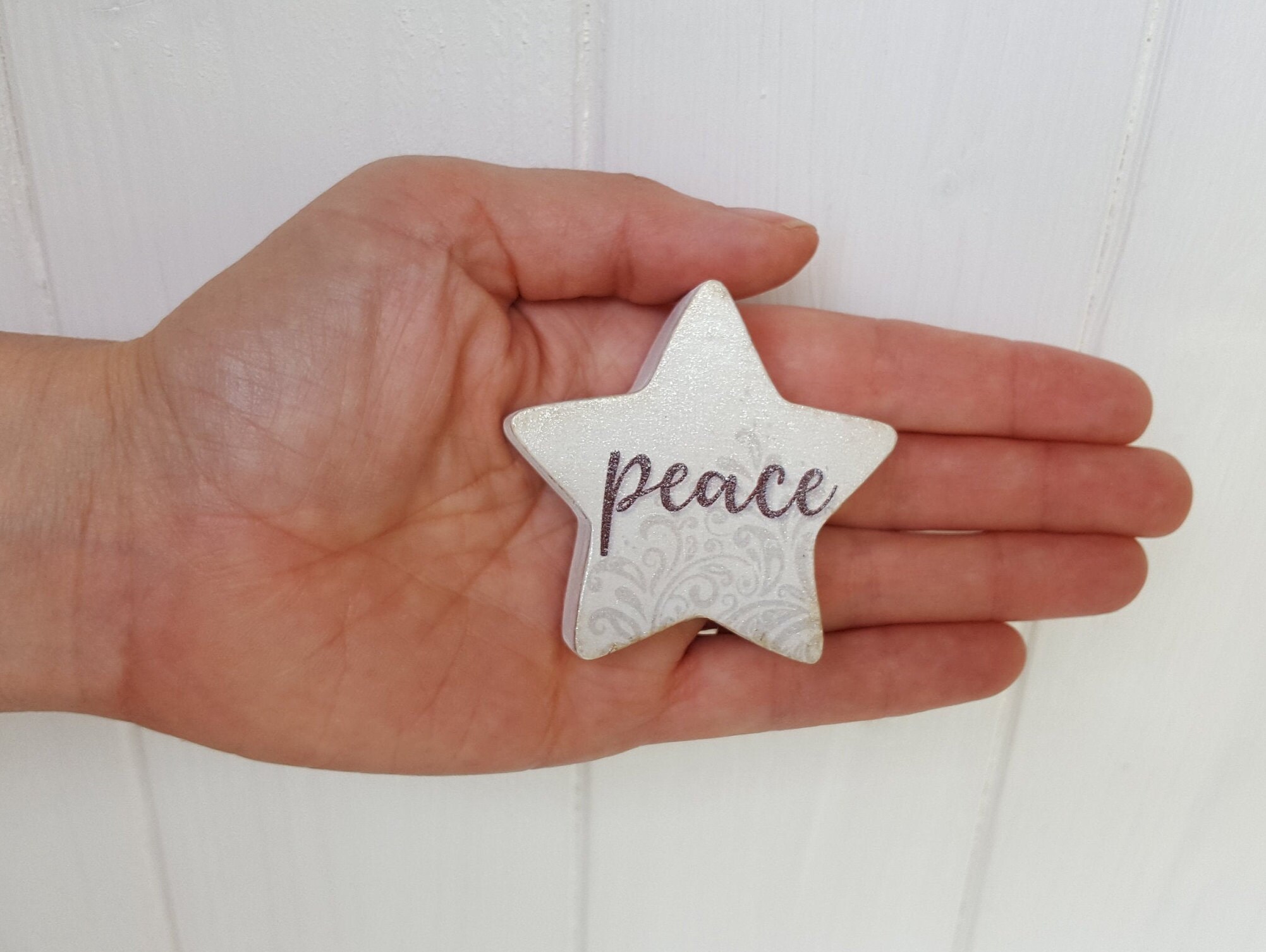 Small 2 Inch Painted Wooden Star, Love, Joy, Peace, Hope, Believe ...