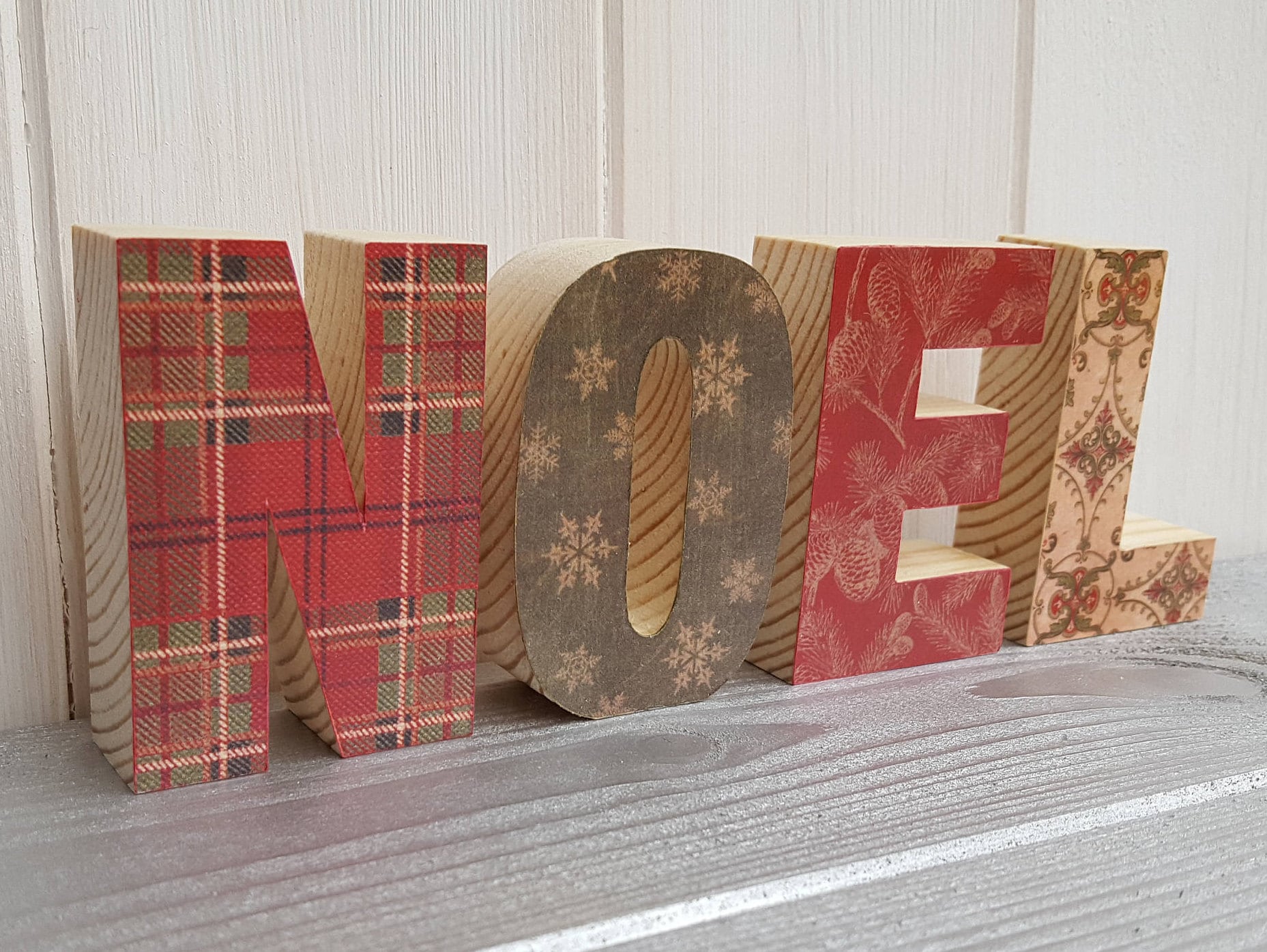 Freestanding wood block NOEL sign Handcrafted wooden | Etsy