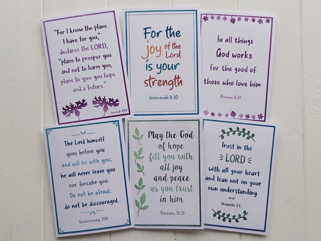 Pack of 6 Bible Verse Greeting Cards, Set of 6, Uplifting Christian A6 ...