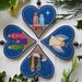 Set of 4 Nativity Themed Hanging Heart Decorations, Christmas Tree ...