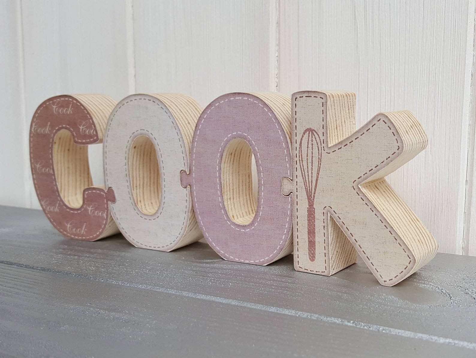 Wood Block Puzzle COOK Letters 2.5 Inches High Freestanding | Etsy UK