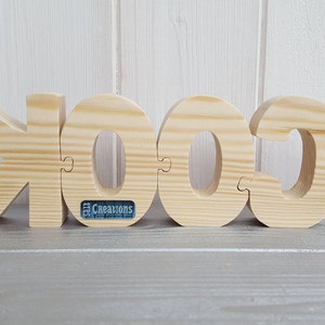 Wood Block Puzzle COOK Letters, 2.5 Inches High, Freestanding Wooden ...