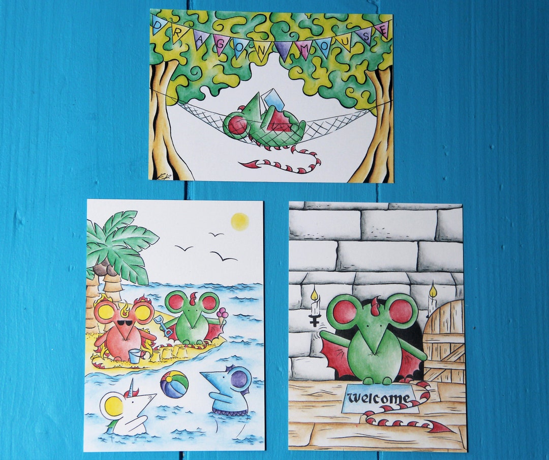 Mythical Mice Postcards pack of 3 - Etsy