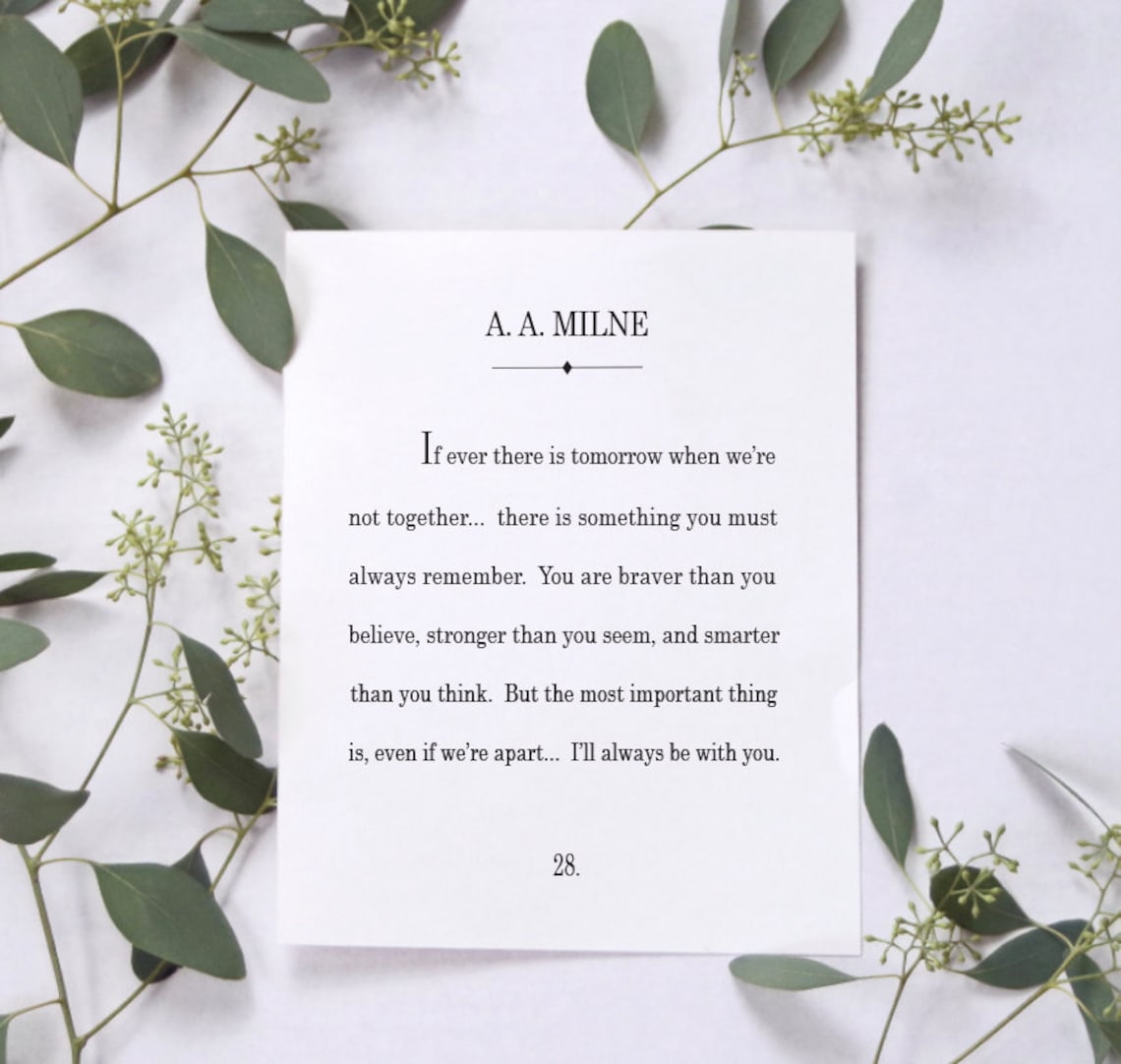 A.a.milne Sign Book Page Print, A.A. Milne Quote, You Are Braver Than ...