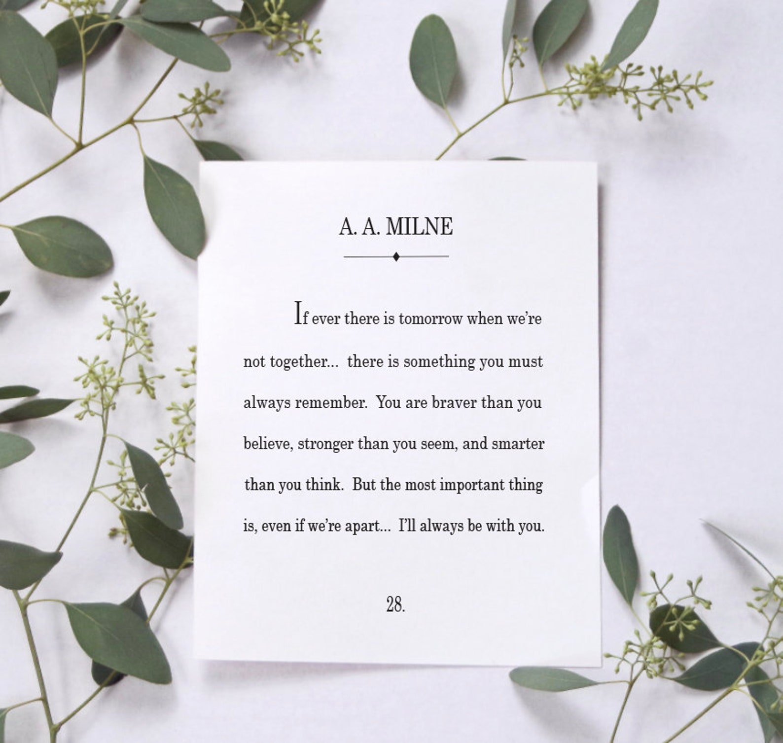 A.a.milne Sign Book Page Print, A.A. Milne Quote, You Are Braver Than ...