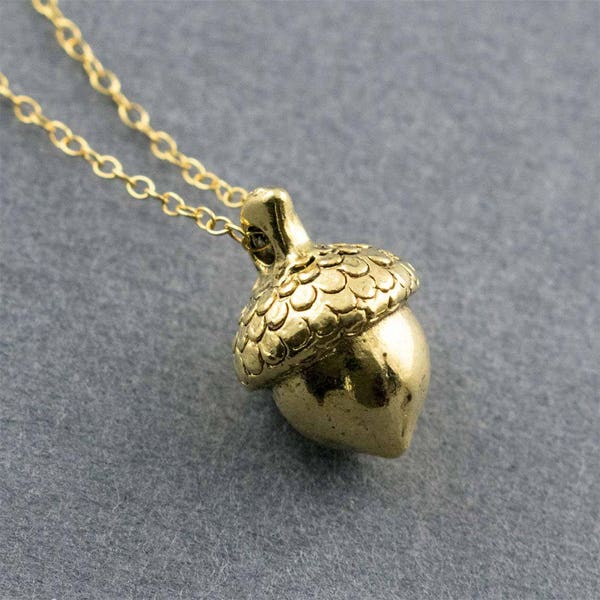Gold Acorn Necklace - Etsy