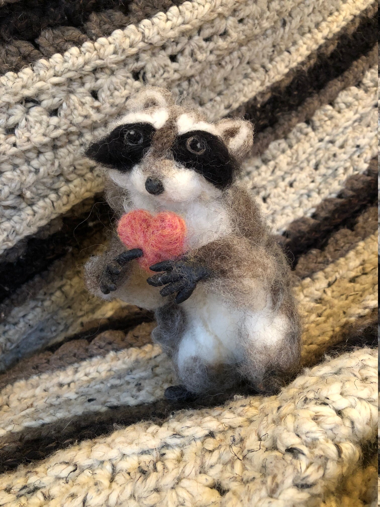 Needle Felted Raccoon, Made to Order - Etsy