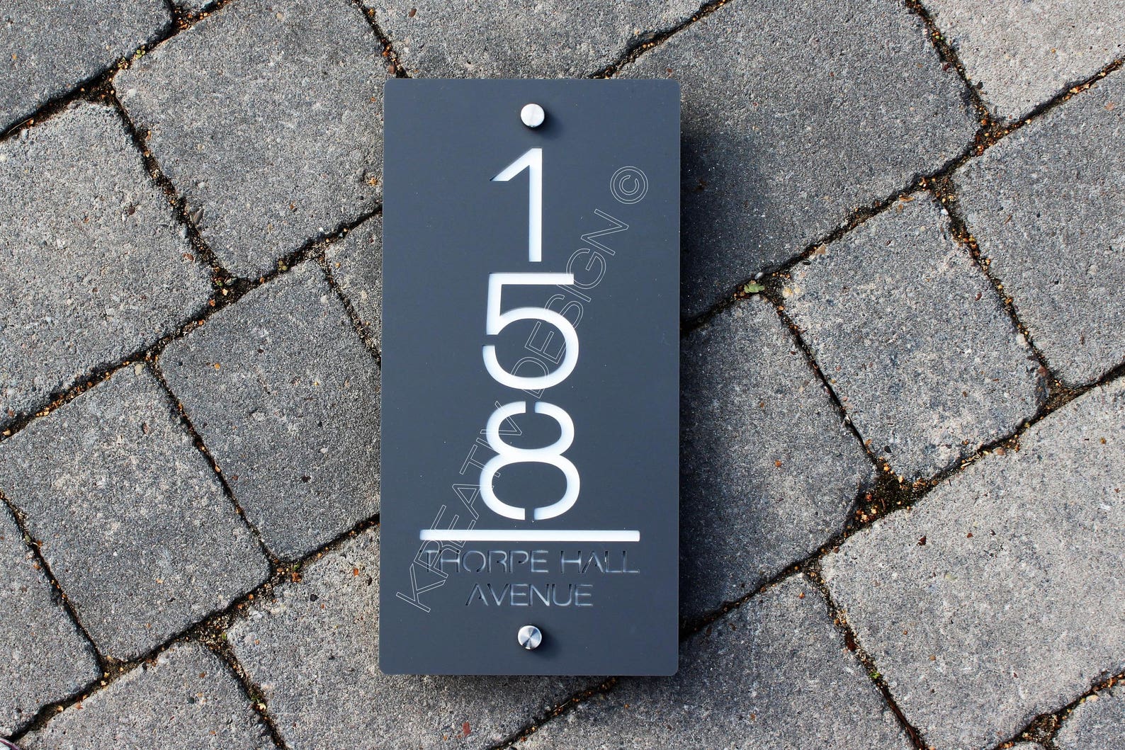 Rectangle House Number Door Sign Portrait Laser Cut | Etsy