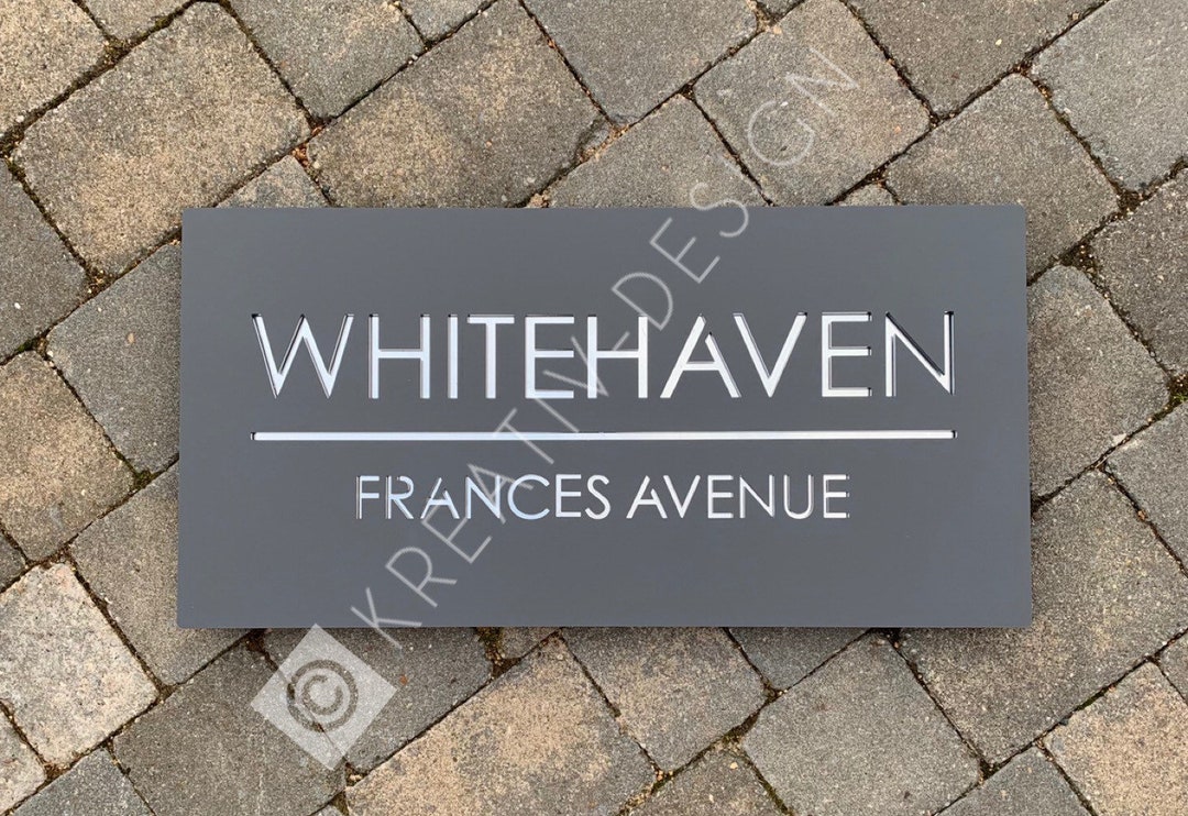 Bespoke House Name and Number Door Sign, 40 X 20 Cm Unique Laser Cut ...