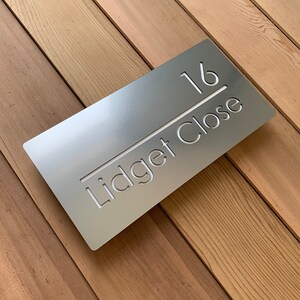 Brushed Metal Effect House Number Door Sign, 30 Cm X 15 Cm Rectangle ...