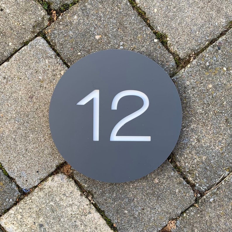 Modern Round House Number Sign: Laser Cut Acrylic Plaque (30 Cm) - Etsy