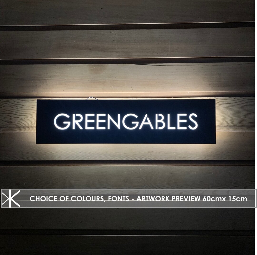 Modern Back-lit LED Illuminated House Name Sign, Large Size 60 X 15 Cm ...