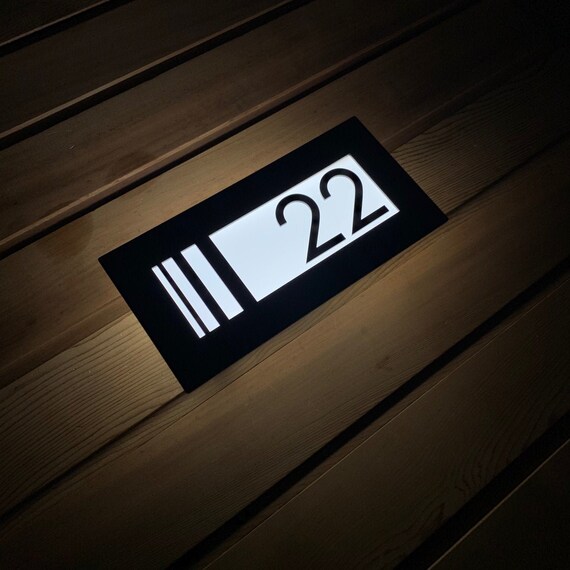 NEW Illuminated Modern House Number Sign With Low Voltage LED | Etsy UK