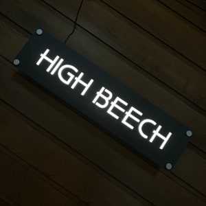 Modern Back-lit LED Illuminated House Name Sign, Large Size 60 X 15 Cm ...