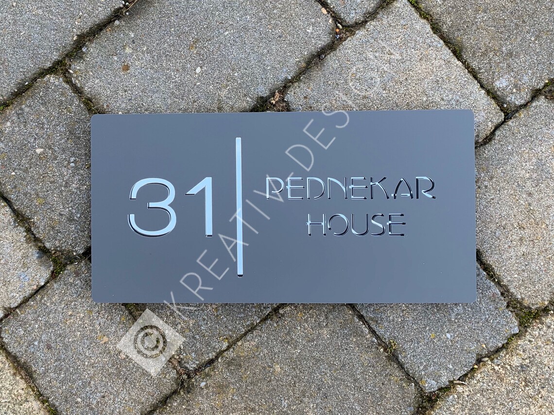 Moderne Haus Zeichen Nummer Tür Rechteck 30cm x 15cm Original | Etsy