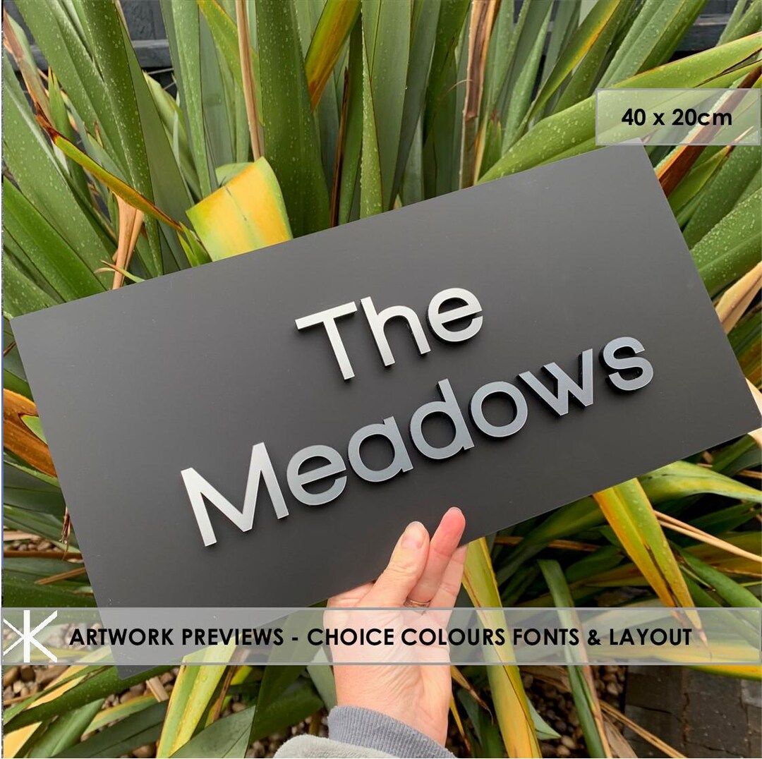 Modern 3D House Sign: Large Address Plaque, Bold Lettering (40 X 20 Cm ...