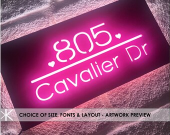 NEW Illuminated Modern House Number Sign With Low Voltage LED - Etsy UK