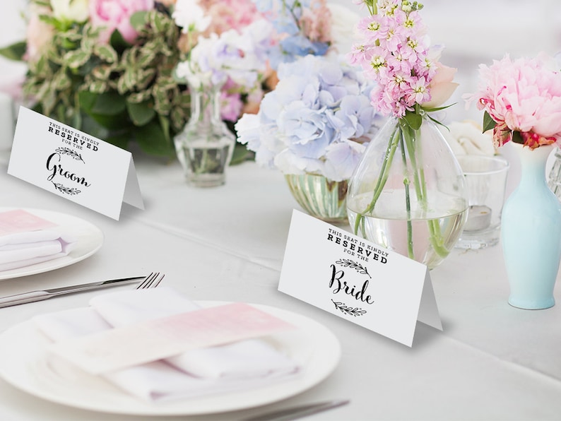 Wedding Table Reserved Tags Printable Download for Weddings A4 Paper ...