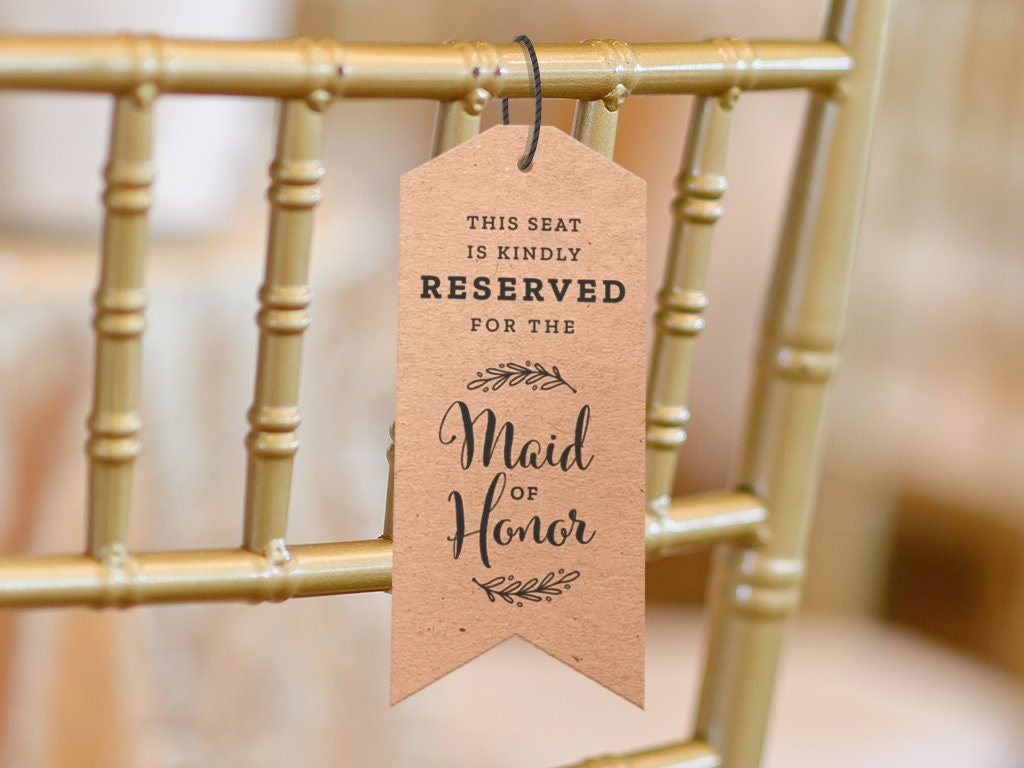 Wedding Chair Reserved Tags Printable Download for Weddings US - Etsy
