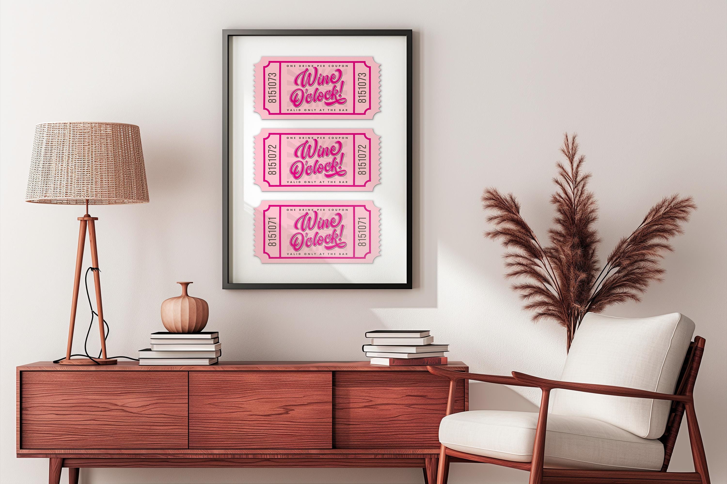 Retro Wine O'clock Ticket Stub Poster Digital Download (18x24 Inches ...