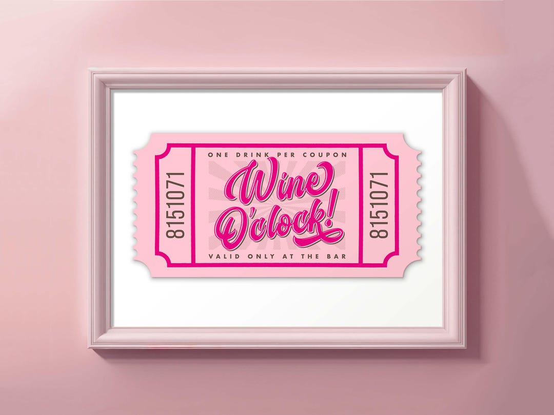 Retro Wine O'clock Ticket Stub Poster Digital Download 18x24 Inch ...