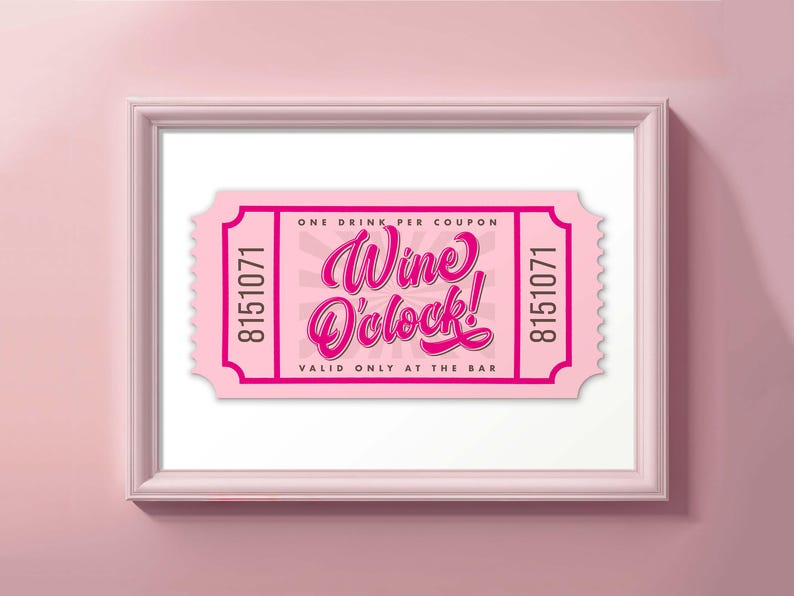Retro Wine O'clock Ticket Stub Poster Digital Download 18x24 Inch ...