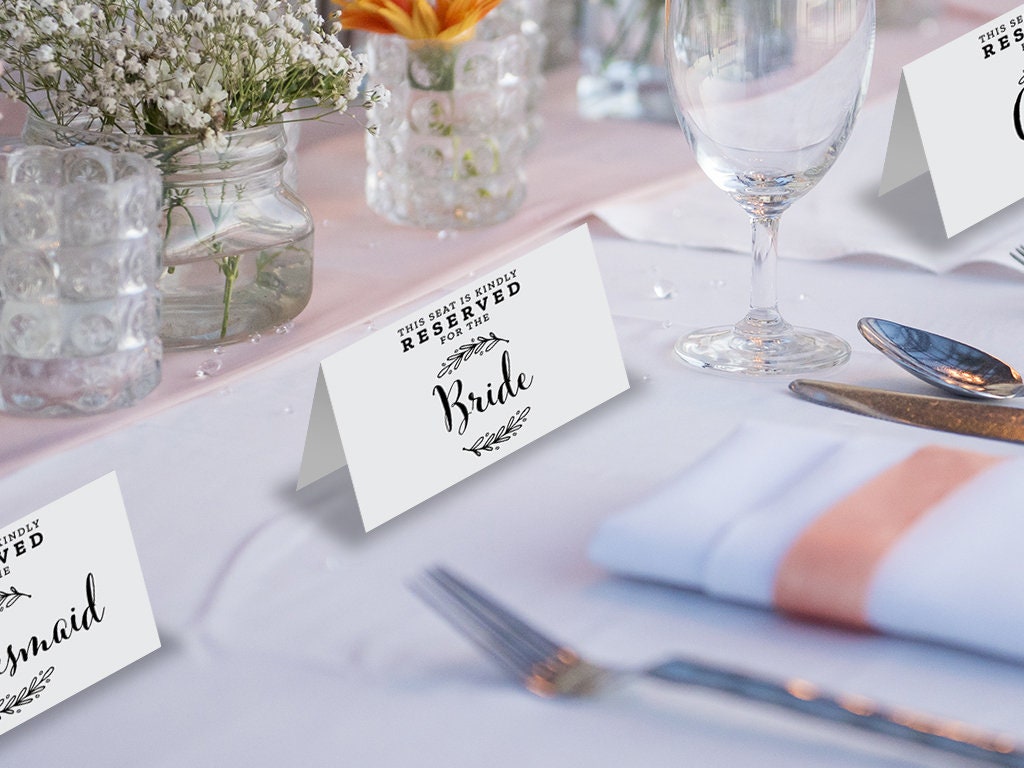 Wedding Table Reserved Tags Printable Download for Weddings A4 Paper ...