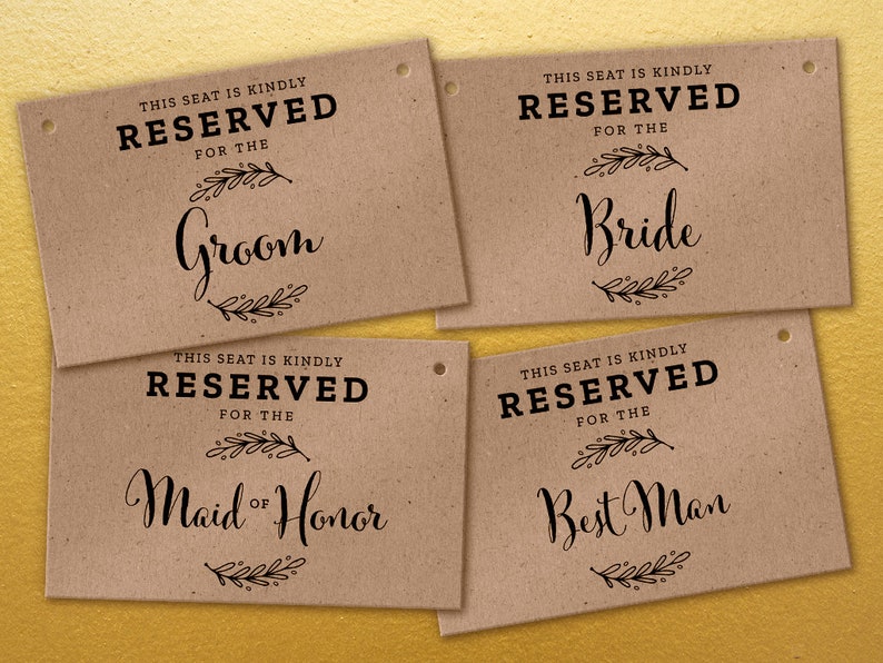 Wedding Chair Reserved Tags Printable Download for Weddings US | Etsy