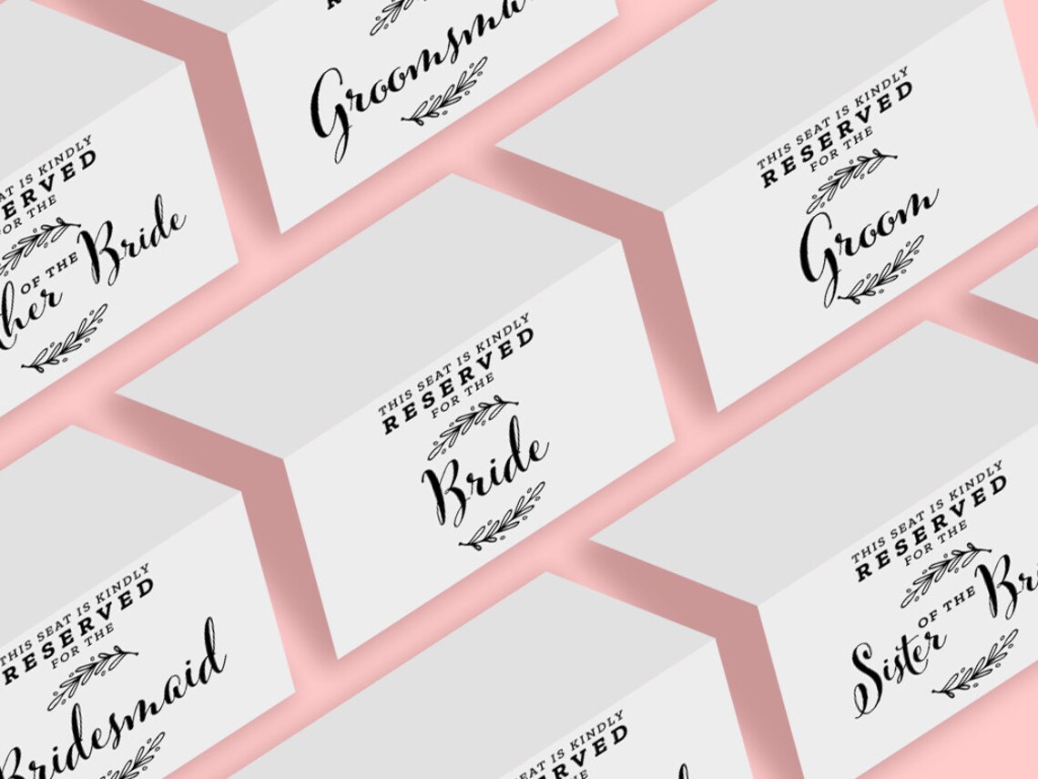 Wedding Table Reserved Tags Printable Download for Weddings A4 Paper ...
