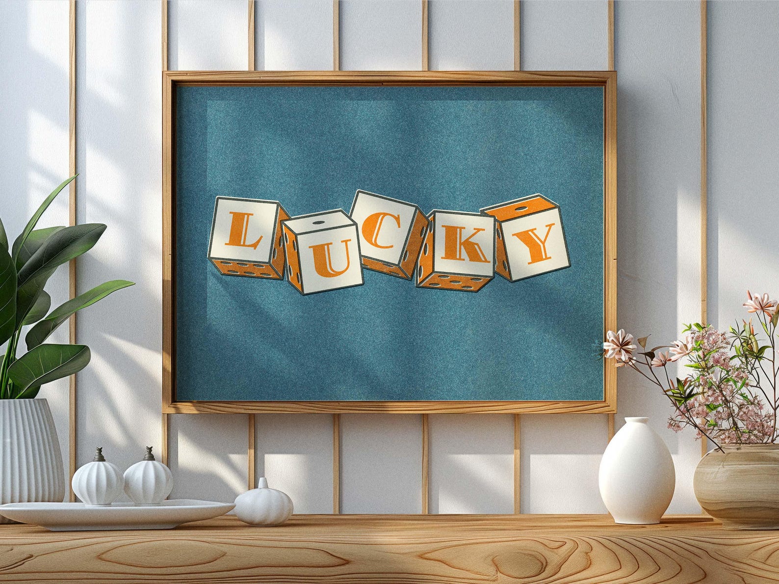 Lucky Dice Risograph Poster Digital Download 18x24 Inch Vintage Style ...