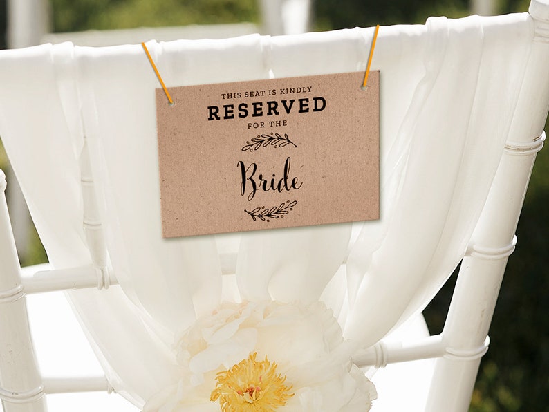Wedding Chair Reserved Tags Printable Download for Weddings A4 | Etsy