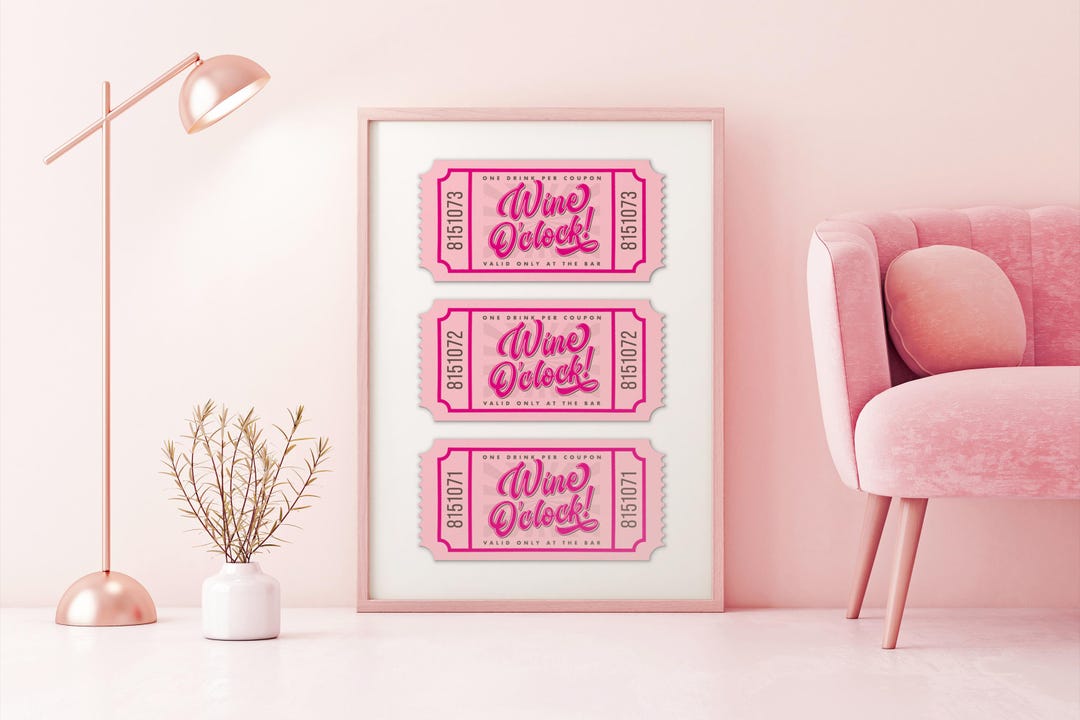 Retro Wine O'clock Ticket Stub Poster Digital Download (18x24 Inches ...