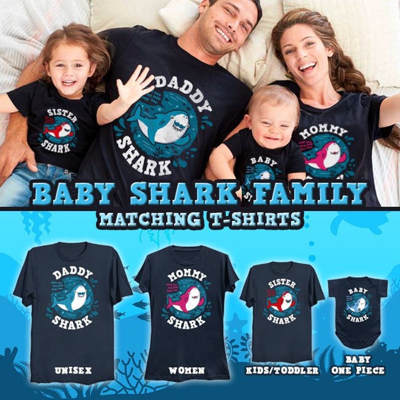 Baby Shark Family Matching T-shirts Unisex Women Kids - Etsy
