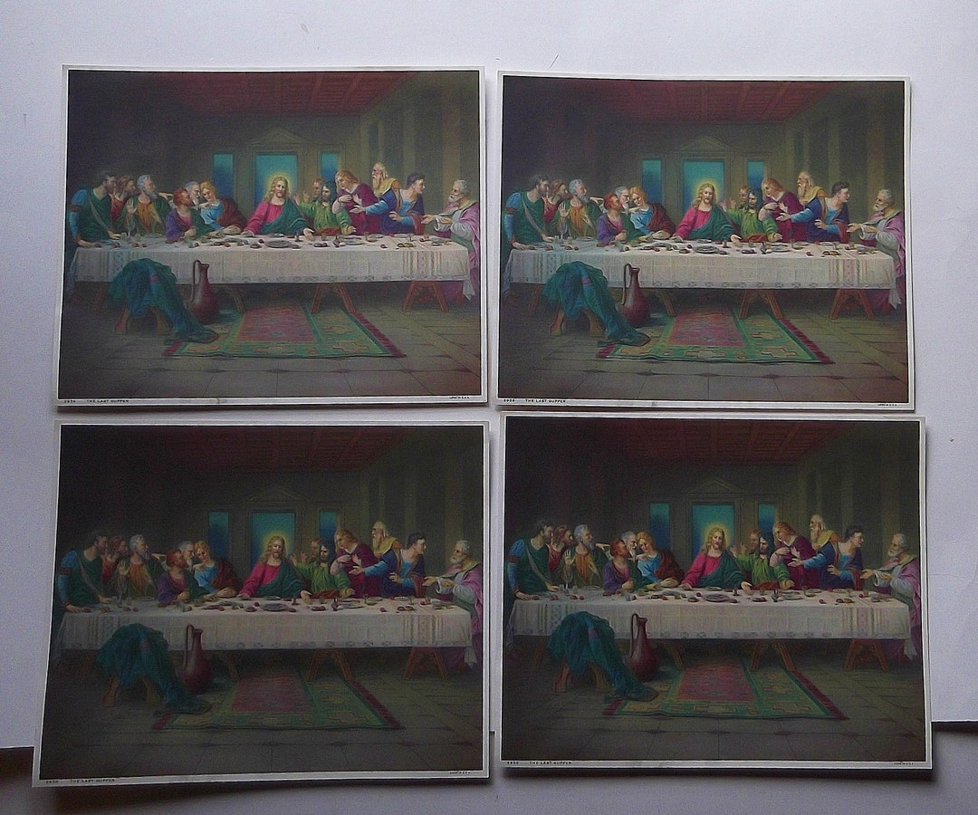 The LAST SUPPER Jesus Picture Lot Litho Set of 4 Religious Prints ...