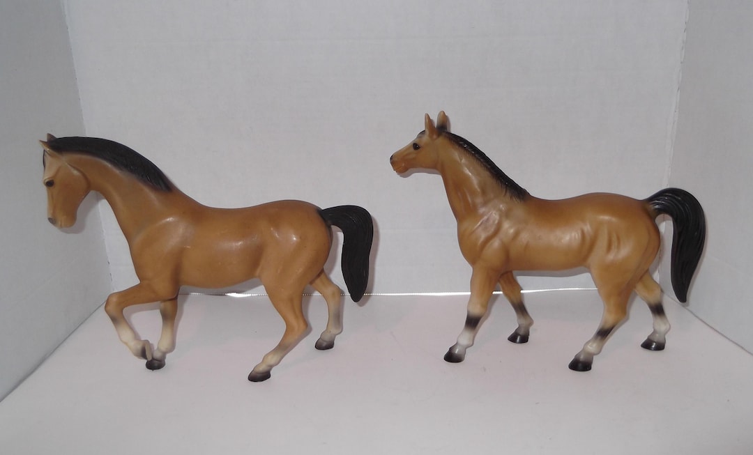 Vintage Horse Figures BUCKSKIN Set of 2 Mare & Gelding 1970's Pair Toys ...