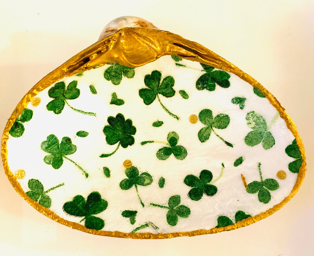 Green Shamrock Sea Shell Used as a Trinket or Jewelry Dish - Etsy