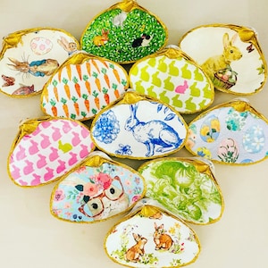 Easter Themed Decoupaged Clam Shells Trinket or Jewelry Dish Sold ...