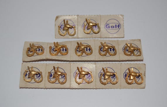 1968 Political Gulf Oil Good Luck Donkey Horseshoes P… - Gem