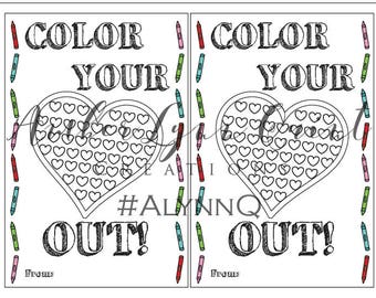 PRINTABLE Color Your Heart Out DIY Crayon/coloring Page Valentine Card ...