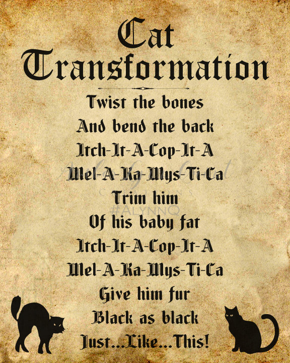 Hocus Pocus Cat Transformation Spell - DIY Printable - Etsy
