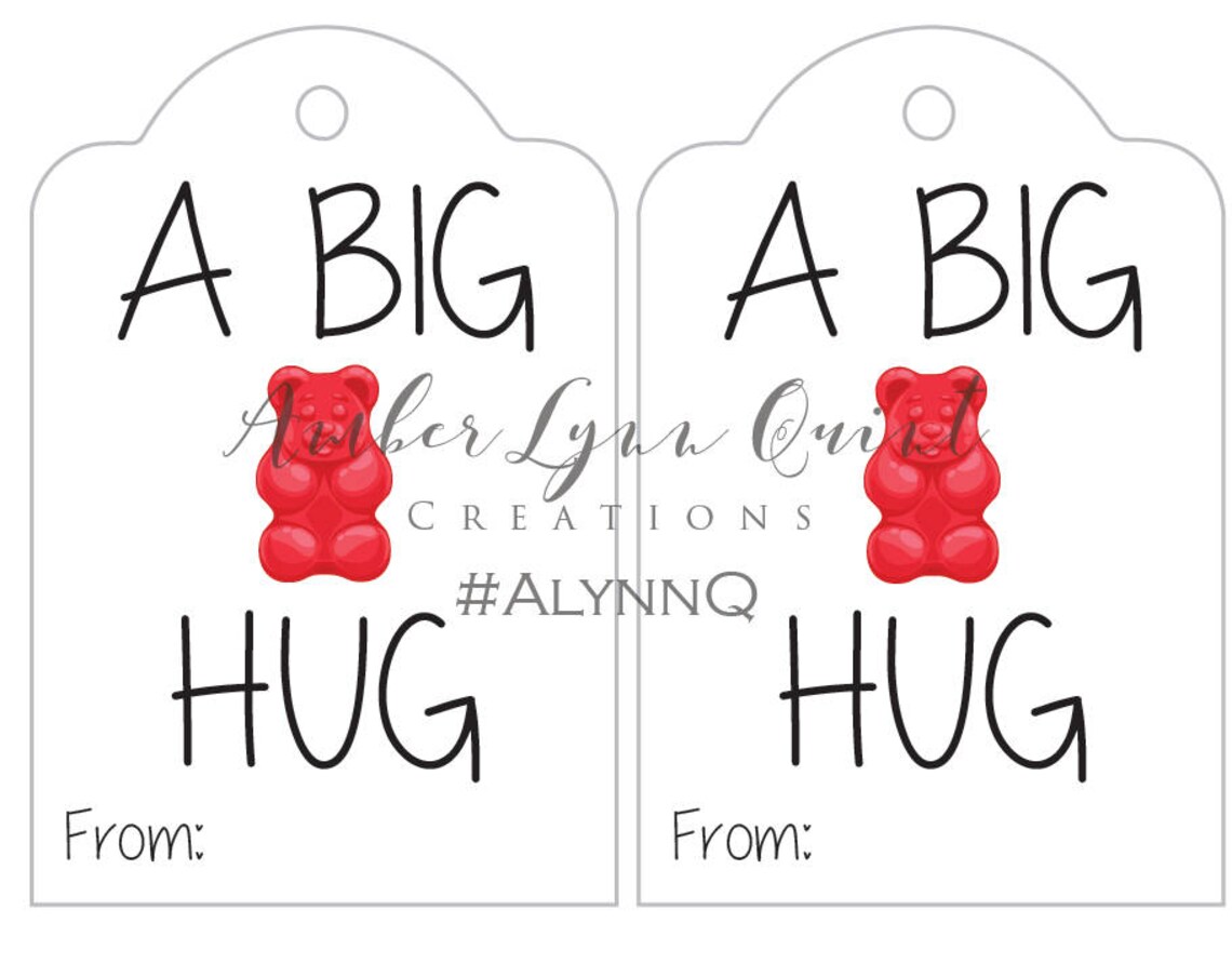 A Big Bear Hug Tag RED Valentines Day Birthday Favor Baby Shower Gender ...