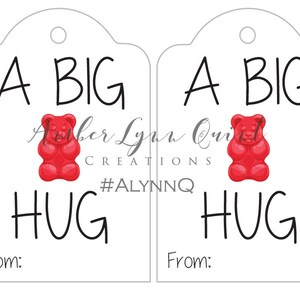 A Big Bear Hug Tag RED Valentines Day Birthday Favor Baby Shower Gender ...