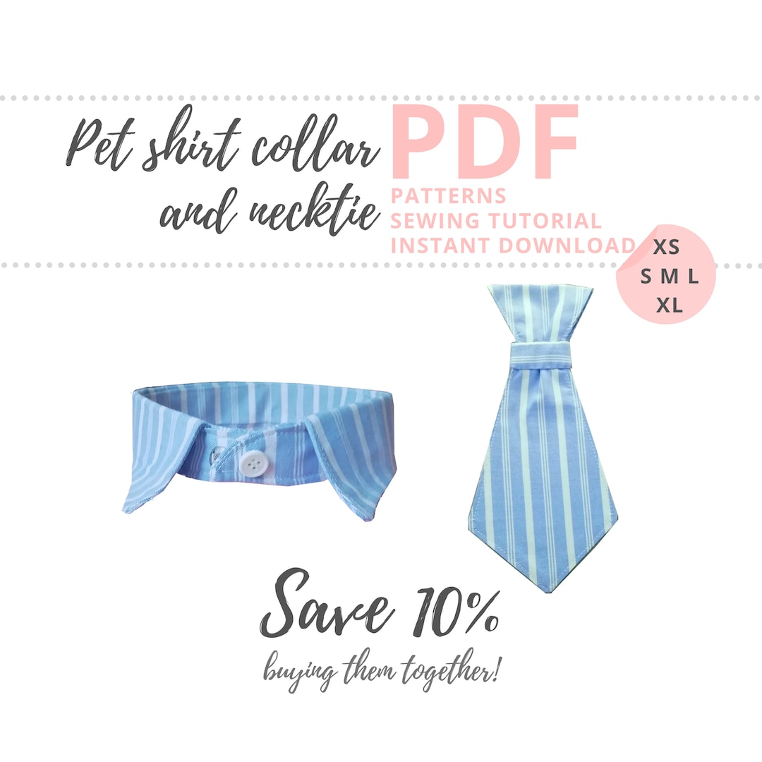 Dog Shirt Collar Pattern and Dog Neck Tie Sewing Pattern/ How to Make ...