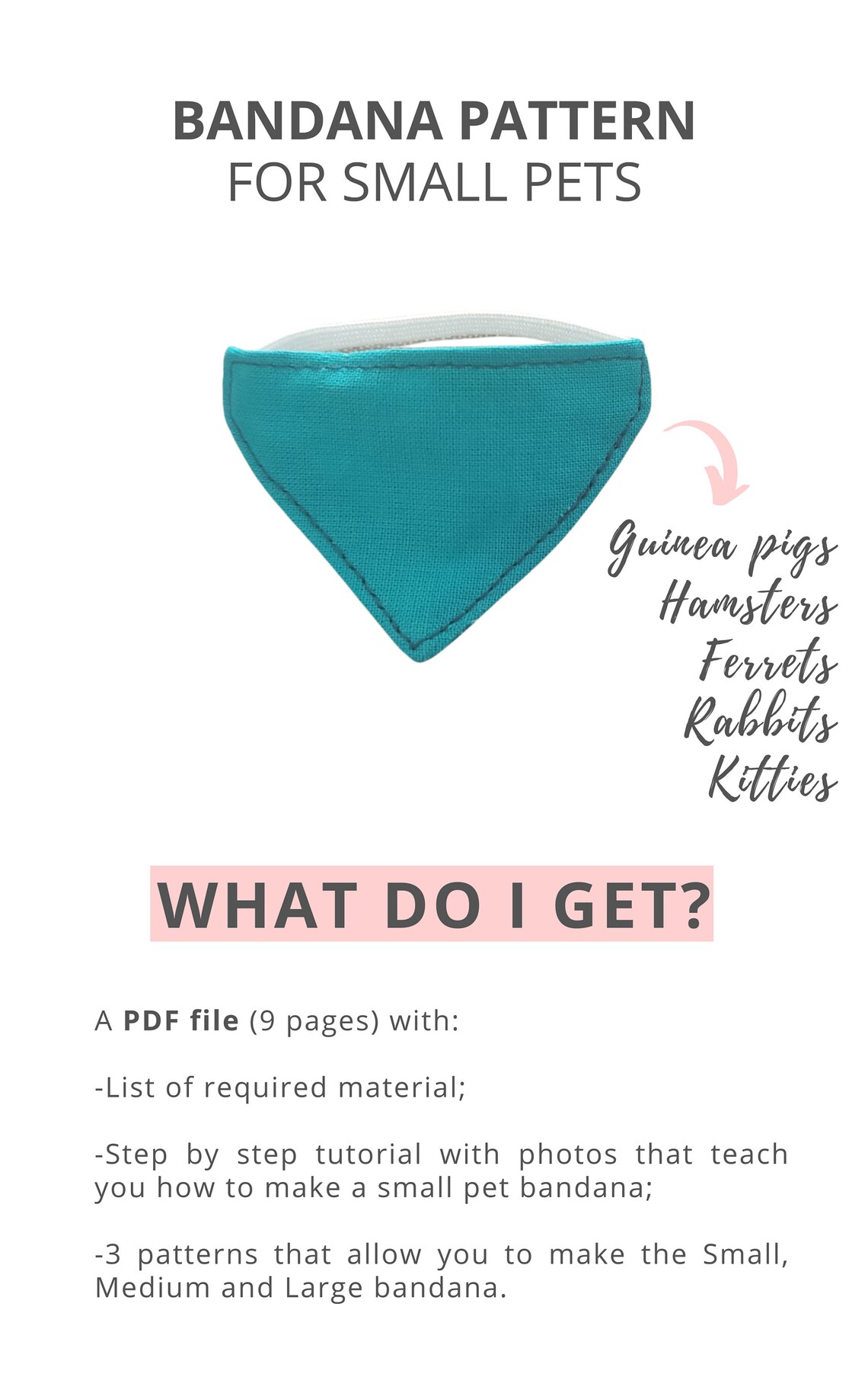 Mini Bandana Pattern Mini bow Pattern Mini tie Pattern / | Etsy