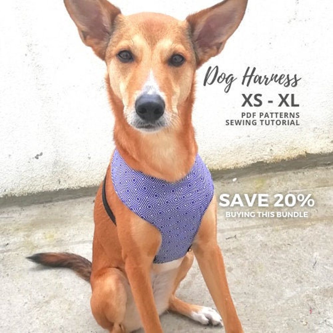 Dog Harness Sewing Patterns XS to XL / Adjustable Pet Harness DIY ...